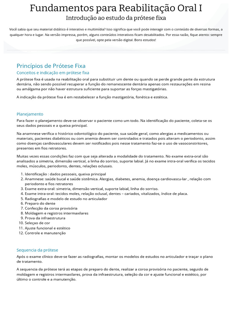 DI_FUN_REAB_OR_ U1 - Webaula | PDF | Odontologia | Dente