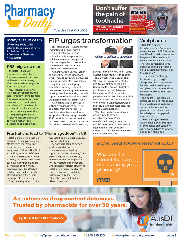 Pharmacy Daily 31st Oct 2023 | PDF | Pharmacy | Pharmacist