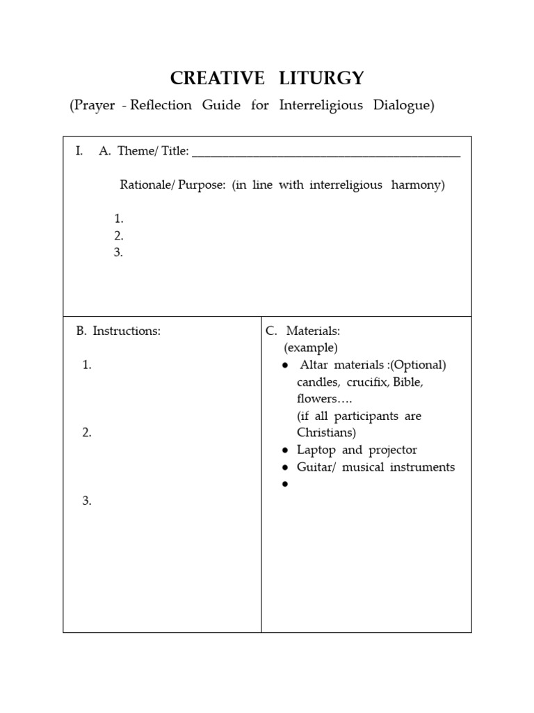 Creative Liturgy Template | PDF | Prayer | Bible