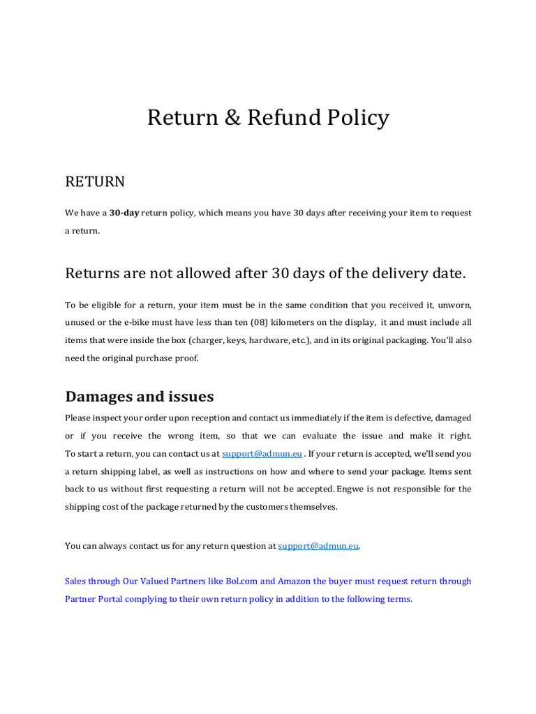 Return and Refund Policy | PDF | Business | Service Industries