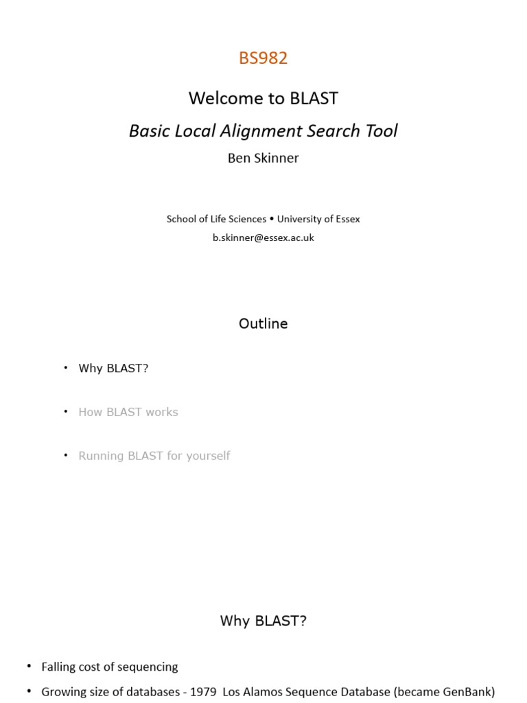Bs982 l08 Basic Blast | PDF | Sequence Alignment | Conserved Sequence