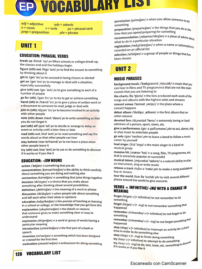 VOCABULARY UNIT 1 and 2 | PDF