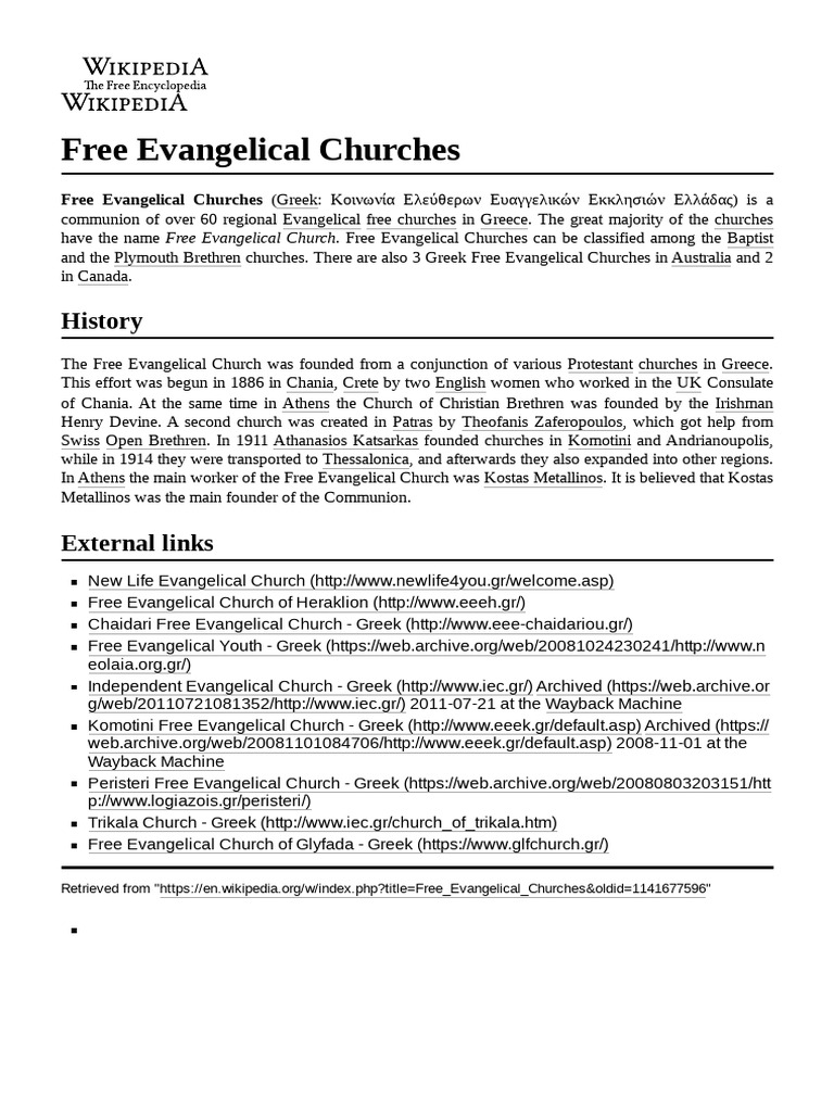 Free Evangelical Churches | PDF