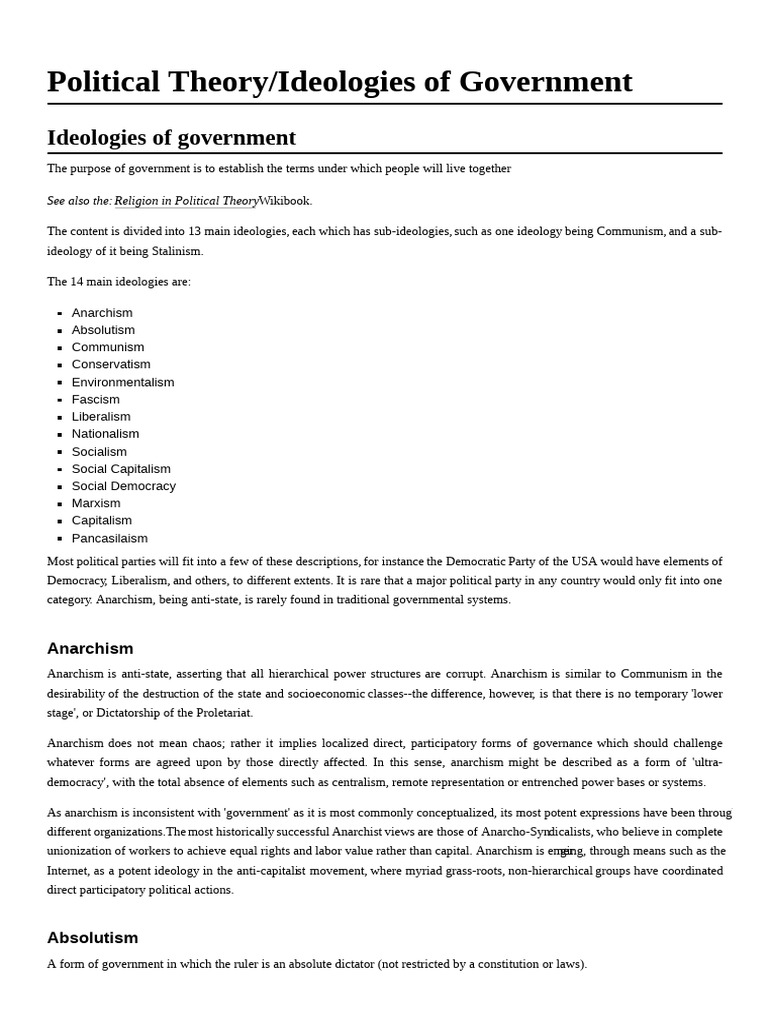 Political Theory Ideologies of Government | PDF | Communism | Socialism