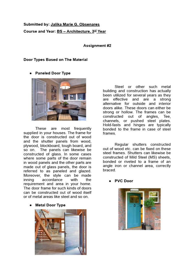 ARCH 135 Assignment | PDF | Window | Door