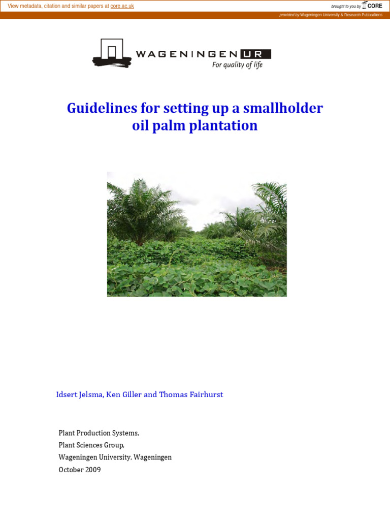 Guidelines For Setting Up A Smallholder Oil Palm Plantation: Idsert ...
