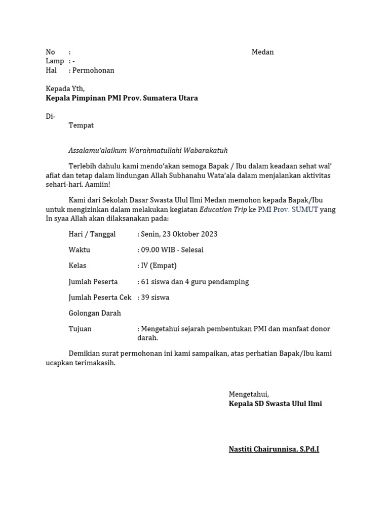Surat Kunjungan Ke PMI (Palang Merah Indonesia) | PDF