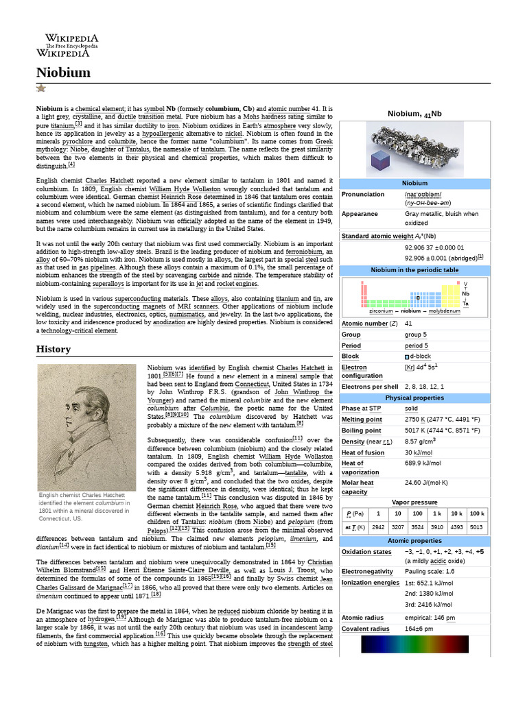 Niobium | PDF | Physical Sciences | Materials