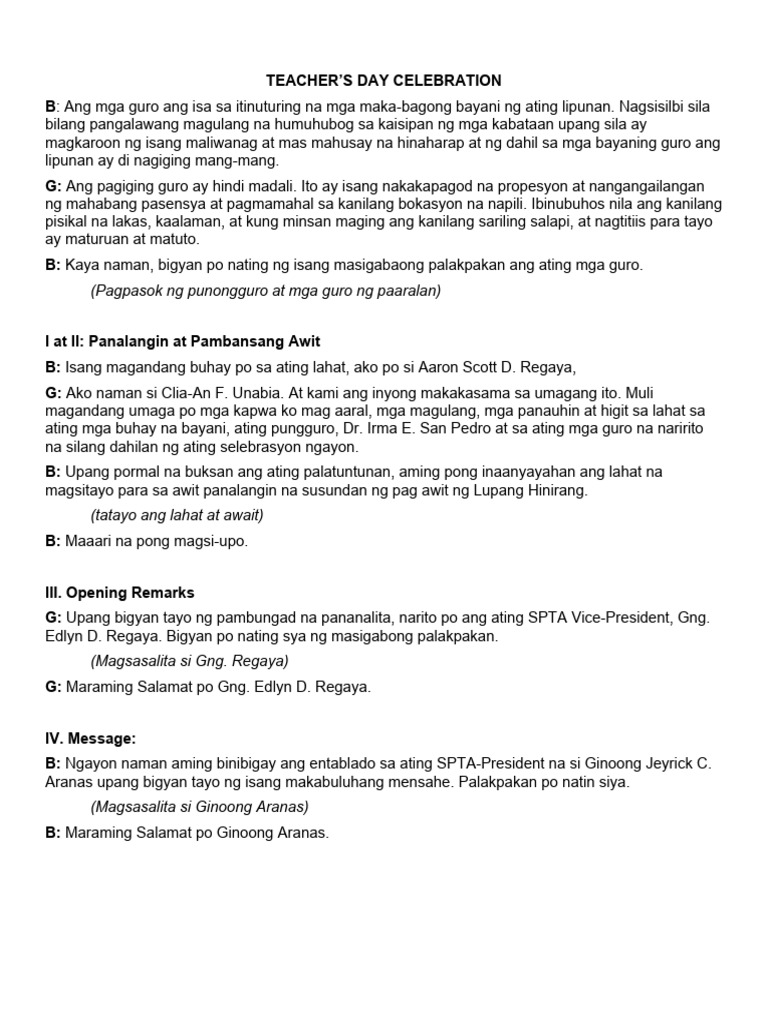 SCRIPT for Teachers-Day-Celeb | PDF