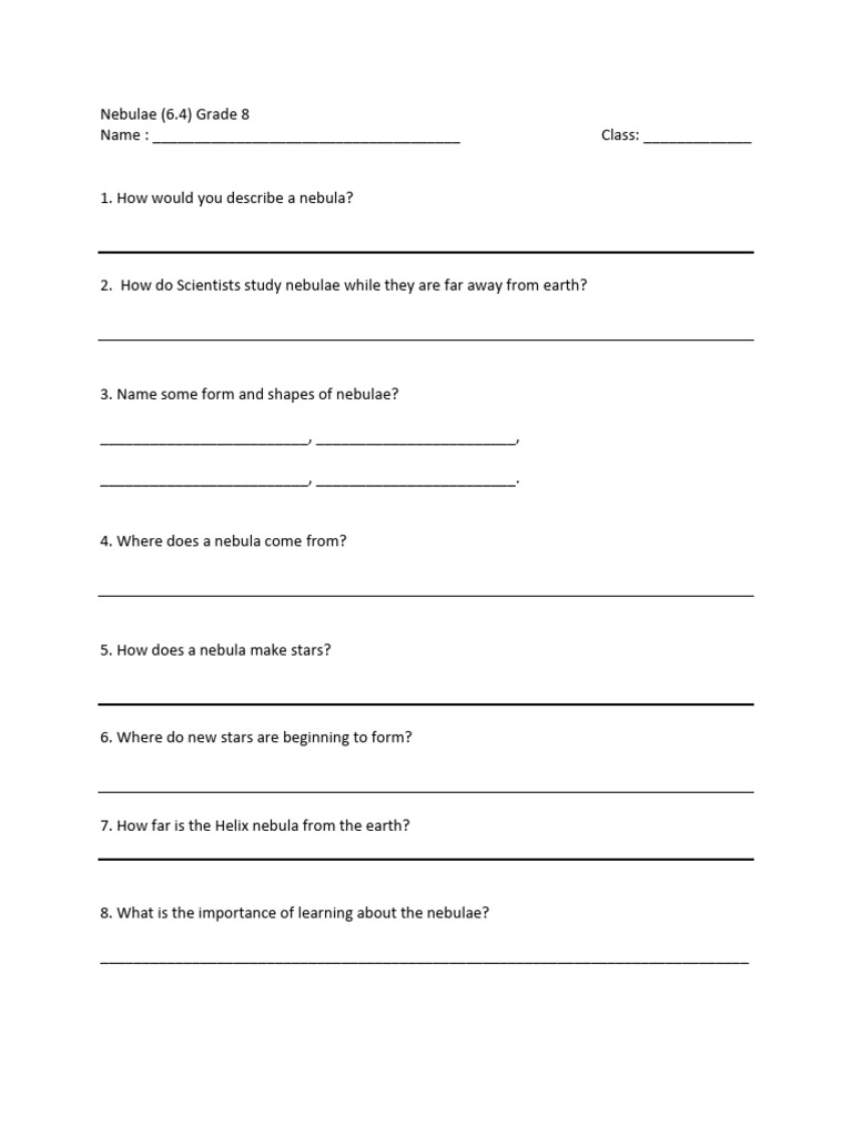 Understanding Nebulae for Grade 8 | PDF