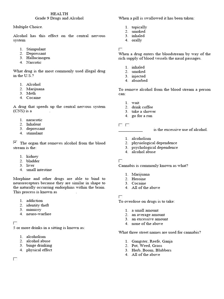 Alcohol Has This Effect On The Central Nervous System | PDF | Self ...