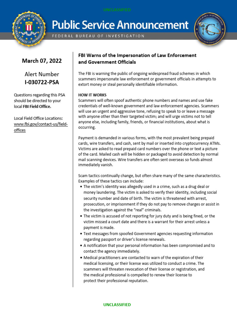 Psa Government Impersonation 0 | PDF | Crimes | Crime & Violence