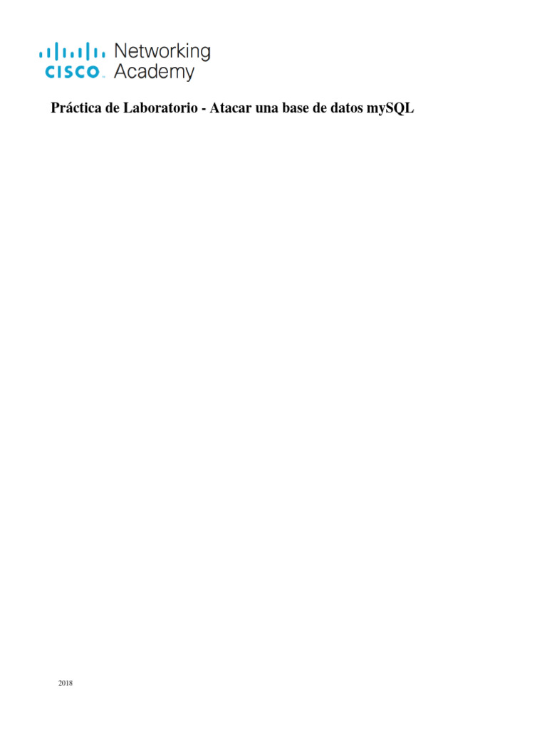 17.2.6 Lab - Attacking A MySQL Database - ILM | PDF | SQL | Contraseña