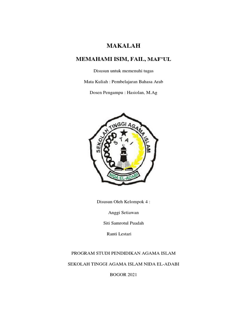 9832f Makalah Kel 4 Memahami Isim Fail Dan Maful | PDF