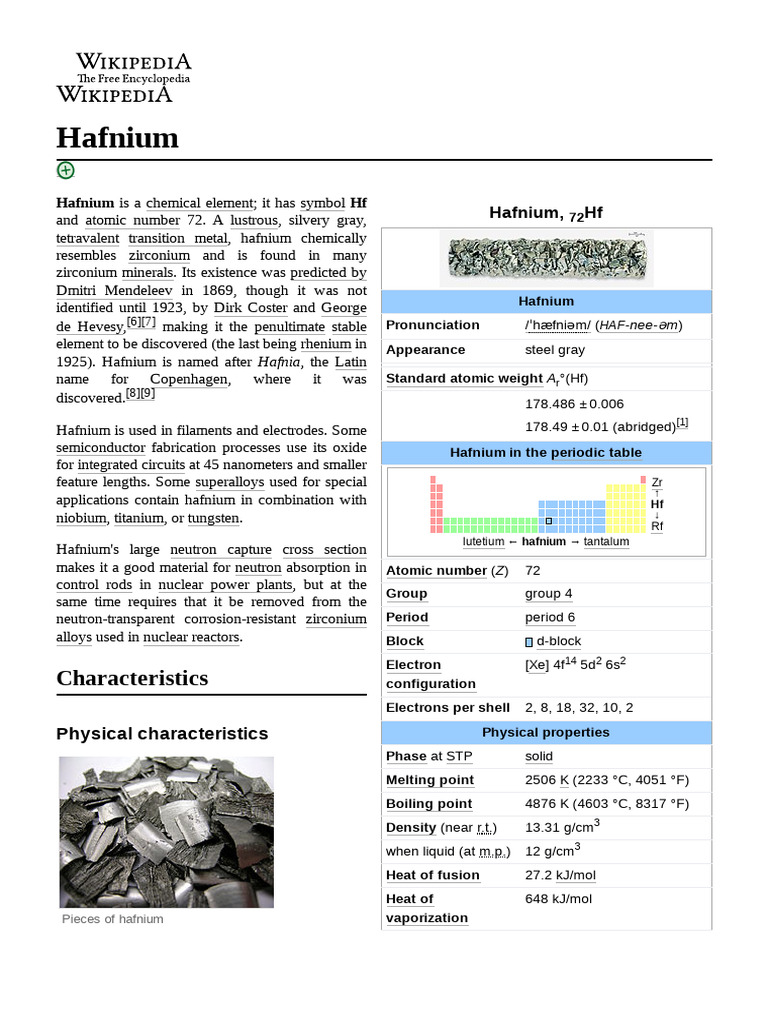 Hafnium | PDF