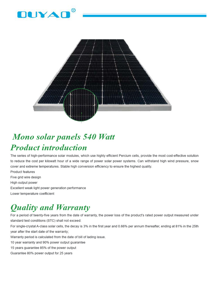 Mono Solar Panel | PDF