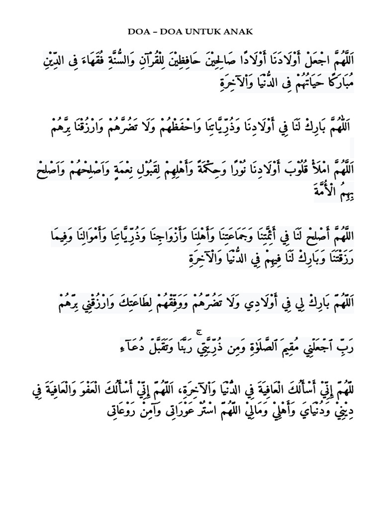 Doa - Doa Untuk Anak | PDF
