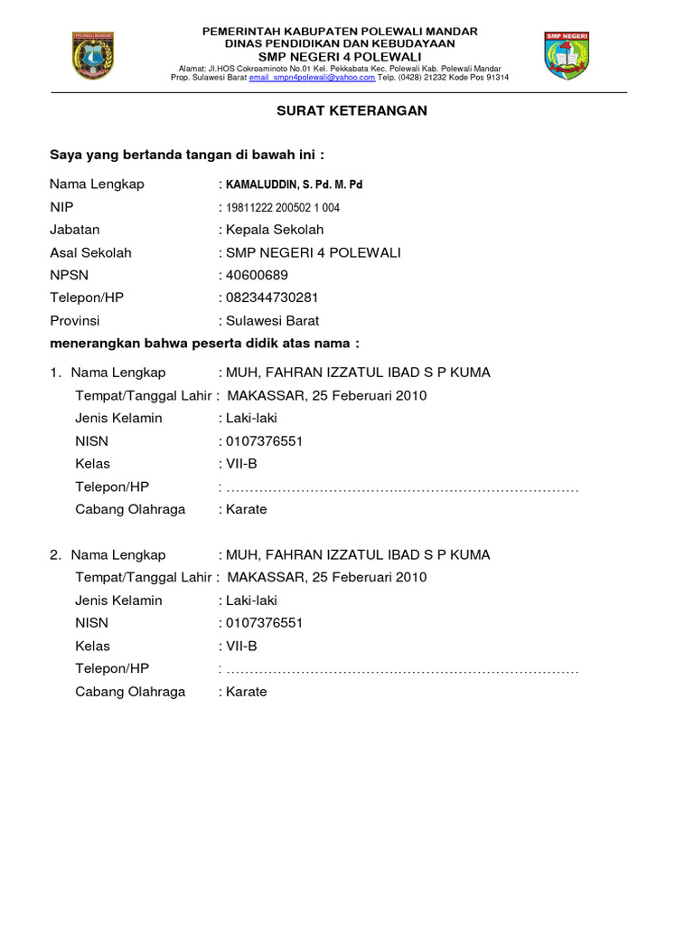 Surat Keterangan O2sn | PDF