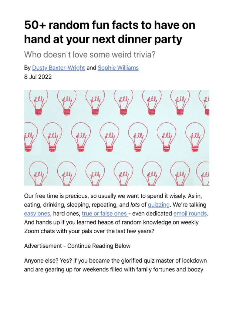50+ Random Facts - Fun Facts | PDF