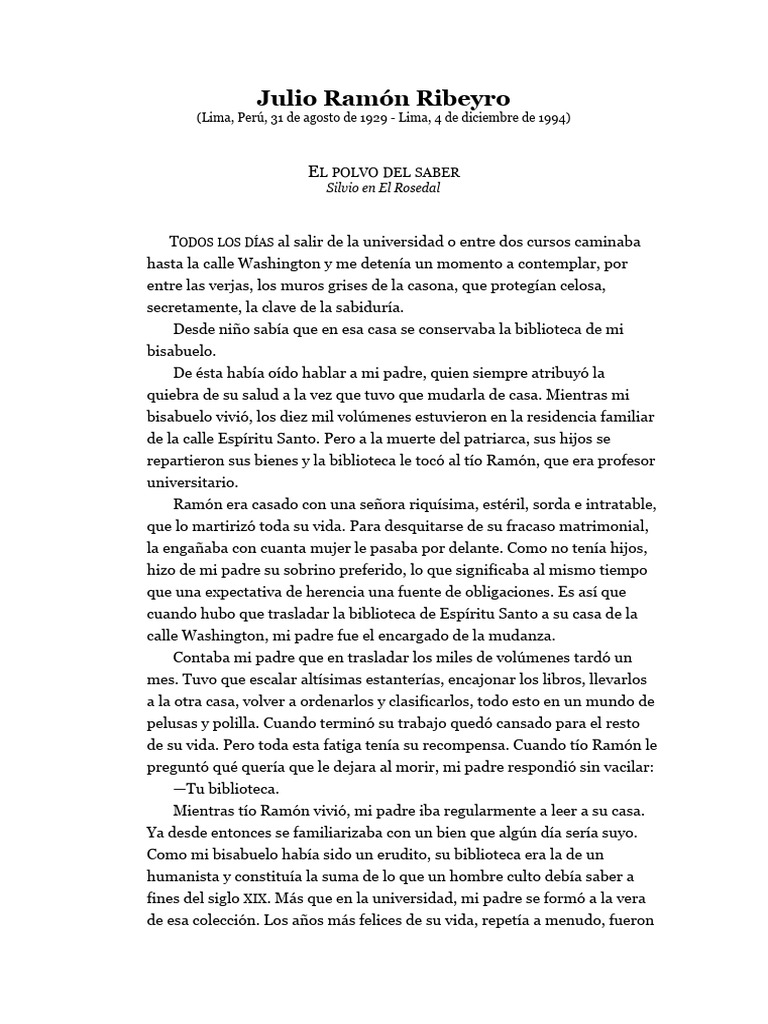 Julio Ramón Ribeyro | PDF