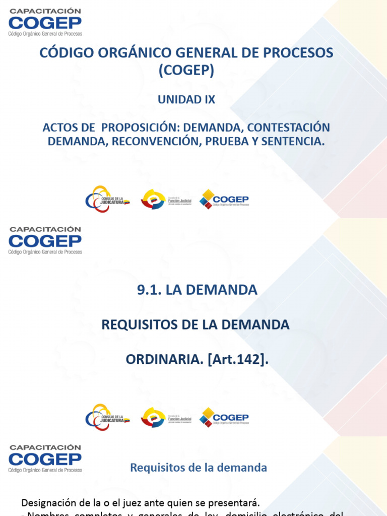 Requisitos y Proceso de Demanda COGEP | PDF | Evidencia (ley) | Sentencia (ley)
