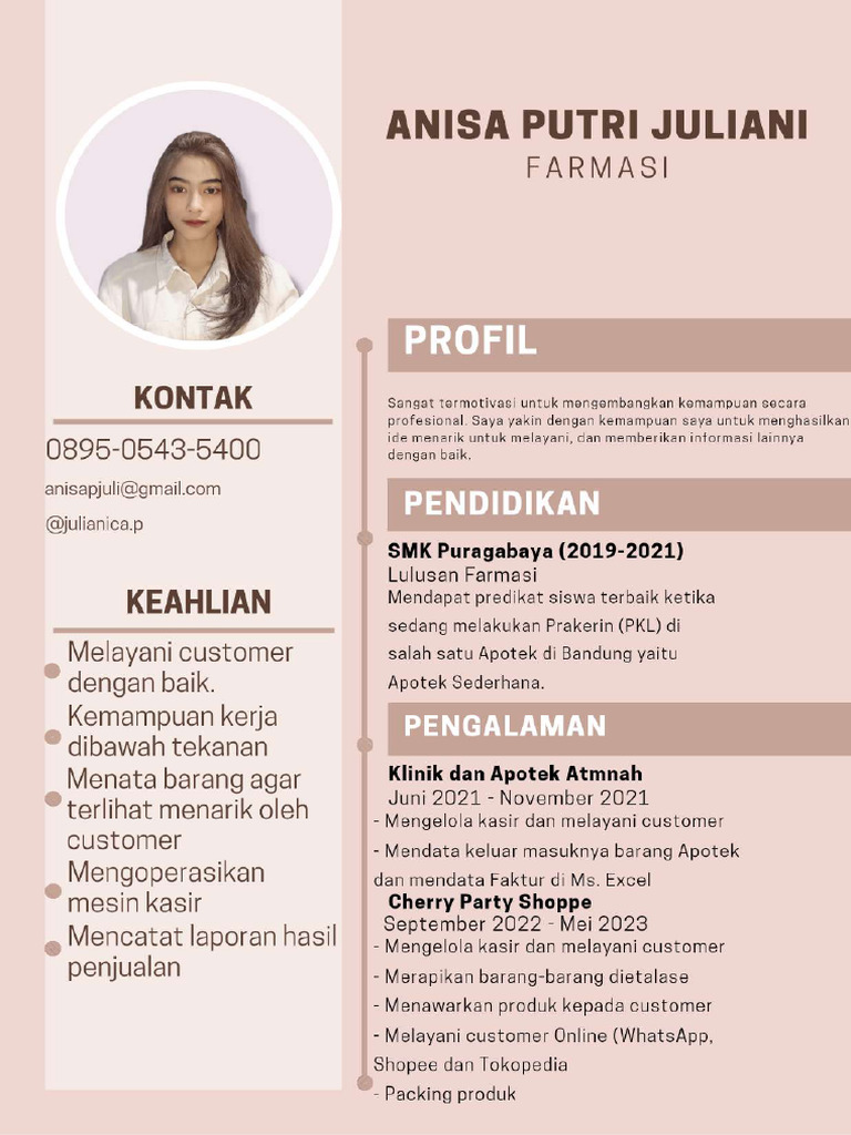 CV Anisa Putri Juliani | PDF
