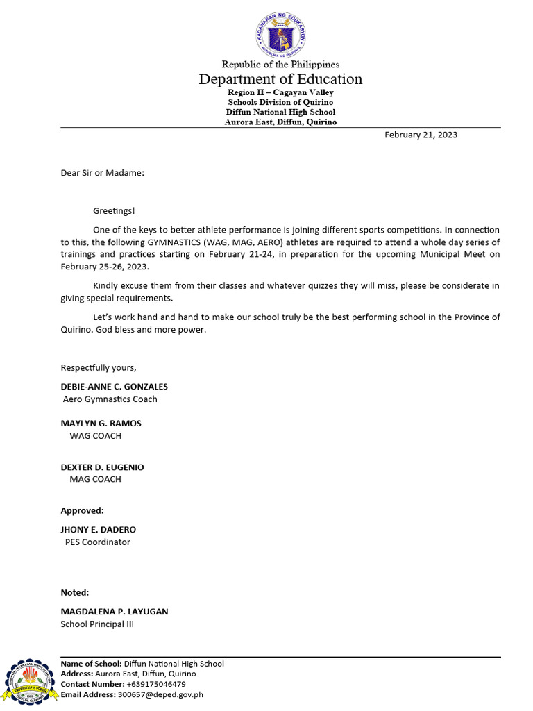 Athlete Letter | PDF