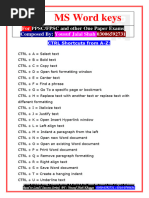 Complete MS Word Shortcut Keys List | PDF | Microsoft Word | Control Key