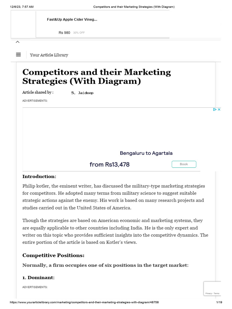 Competitors and Their Marketing Strategies (With Diagram) | PDF