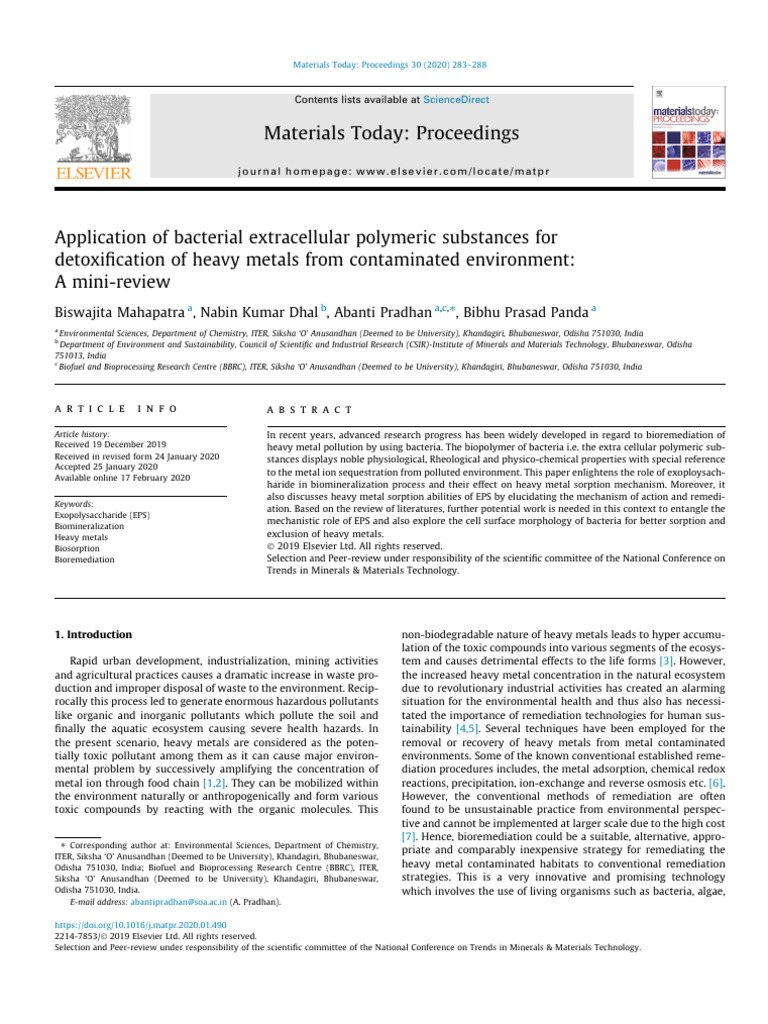 Application of Bacterial Extracellular Polymeric Substances (EPS) | PDF | Bacteria | Solubility