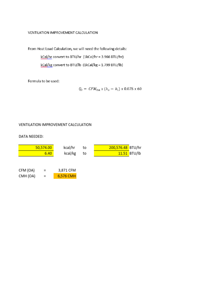 Improvement of Ventilation Calculation | PDF