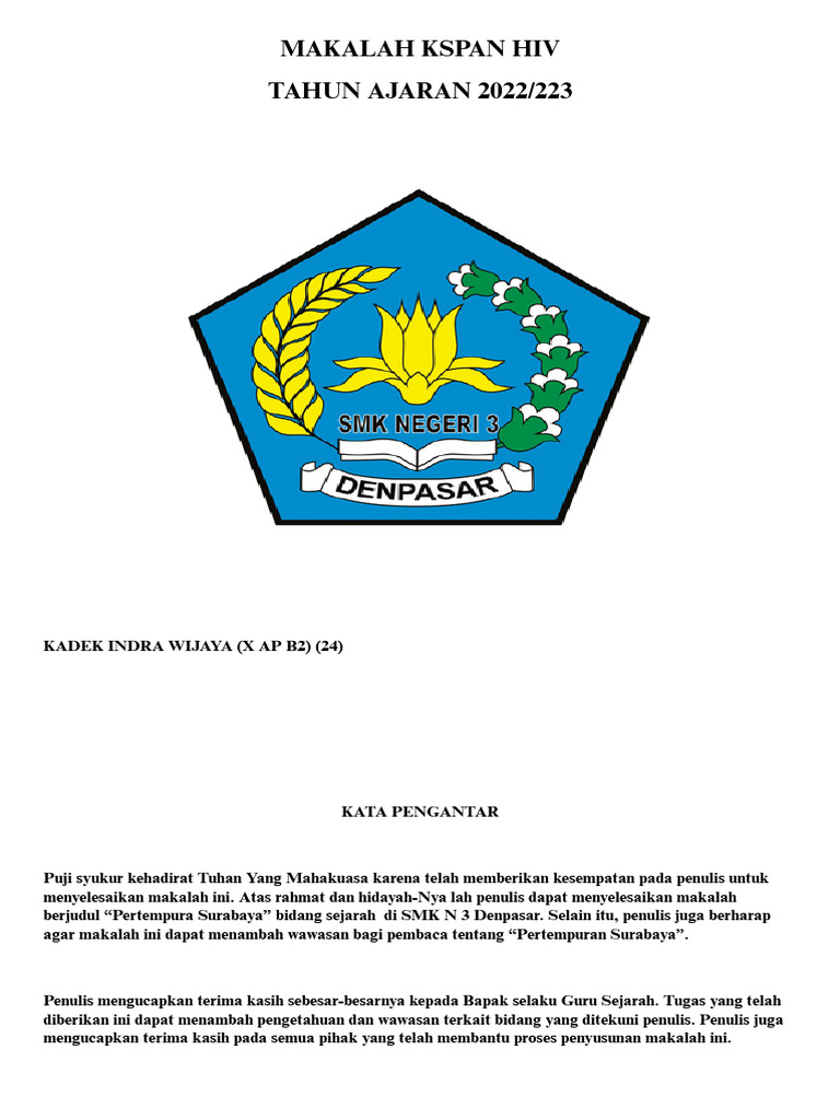 MAKALAH KSPAN HIV (Kadek Indra Wijaya 11 Ap b2 24) | PDF