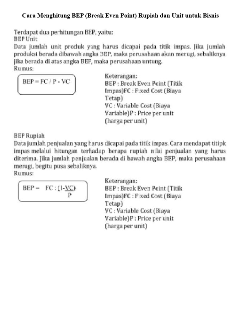 Cara Menghitung BEP | PDF