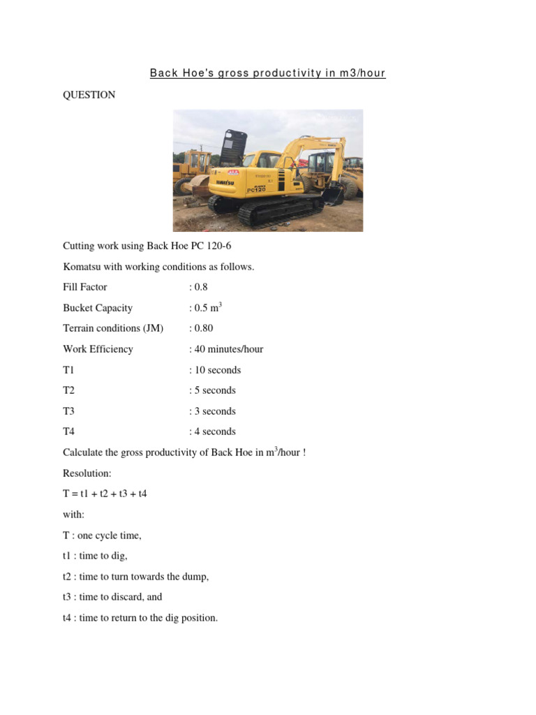 Backhoe Productivity Calculation 2022 | PDF | Technology & Engineering