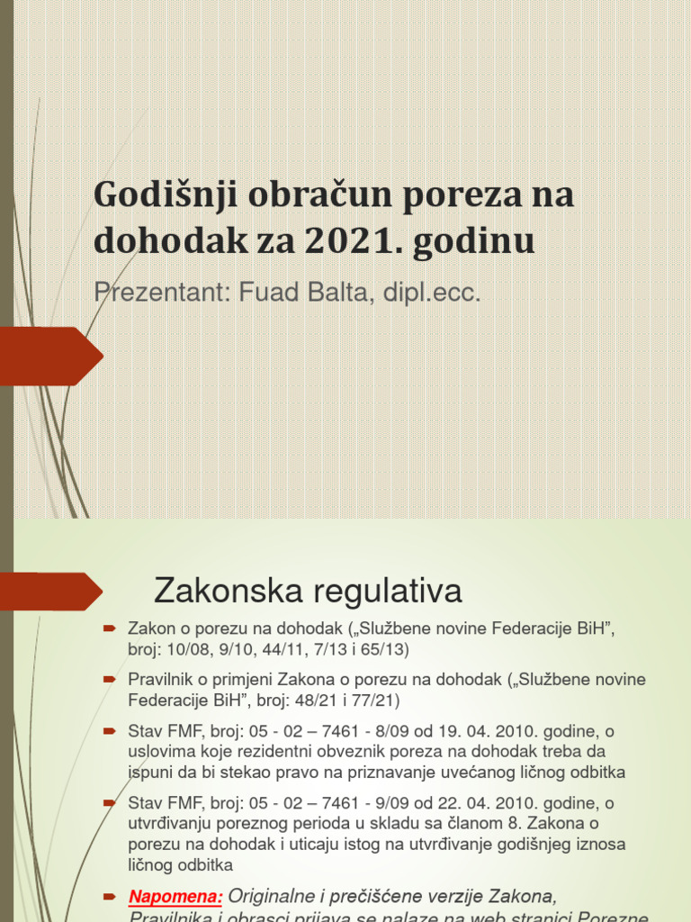 F. Balta PRIJAVA POREZA NA DOHODAK | PDF