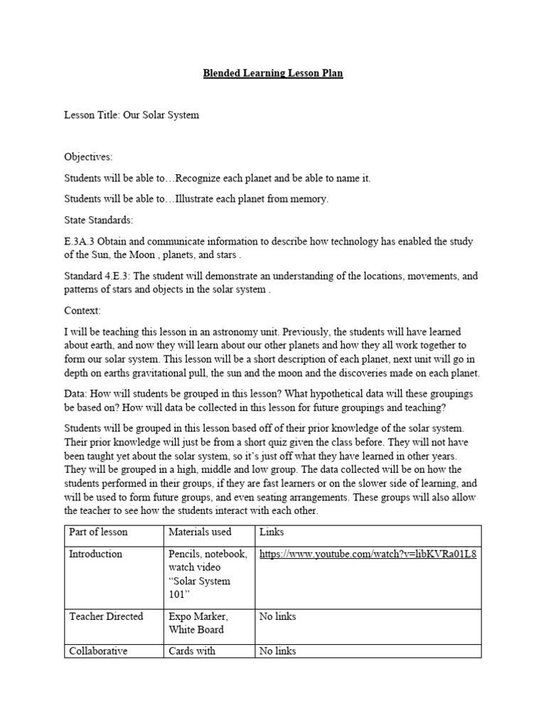 Blended Learning Lesson Plan | PDF