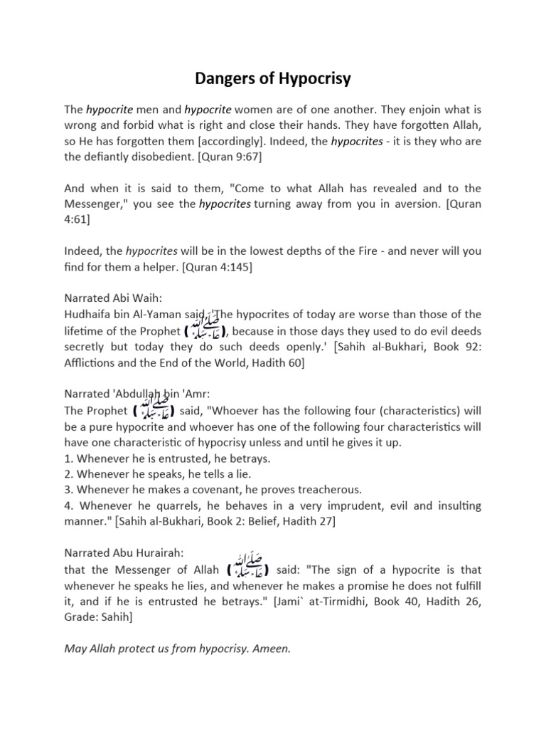 Understanding the Dangers of Hypocrisy | PDF