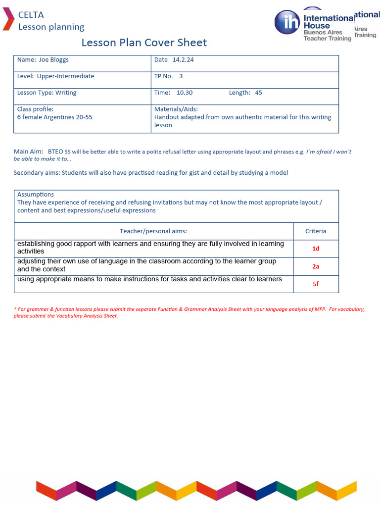 Writing Skills Lesson Plan - CELTA | PDF | Language Arts & Discipline ...