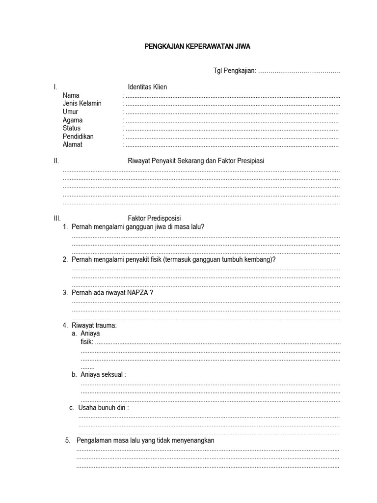 Format Pengkajian Jiwa | PDF