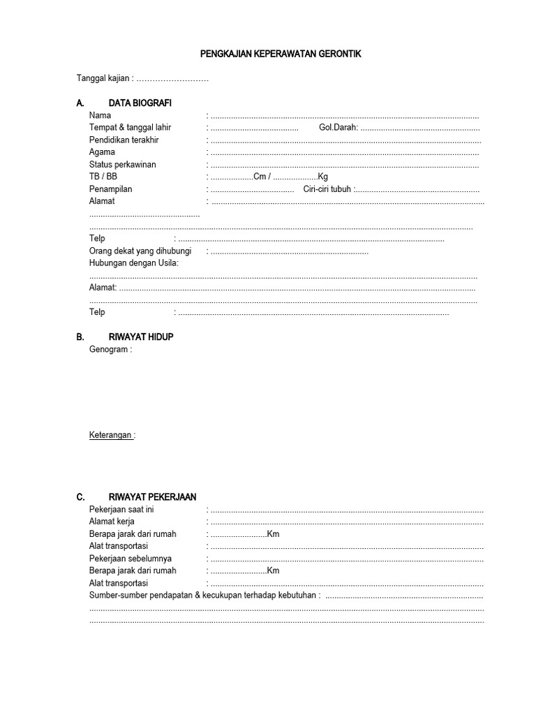 Format Pengkajian Gerontik | PDF