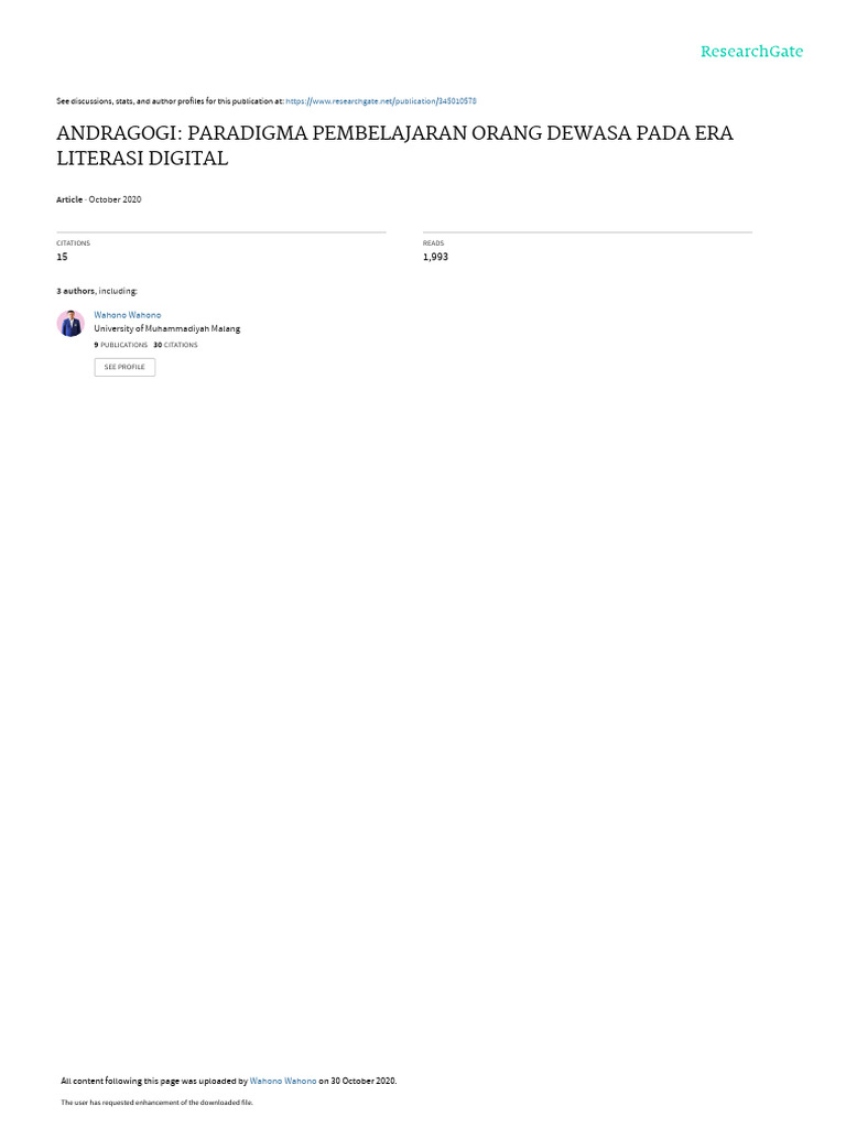 Andragogi: Paradigma Pembelajaran Orang Dewasa Pada Era Literasi ...