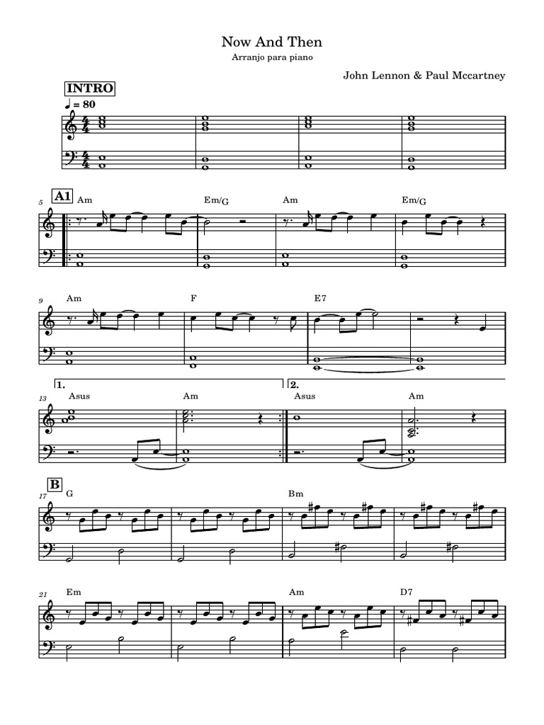 Now and Then - Primeira Versão | PDF | Music Performance | Pop Rock