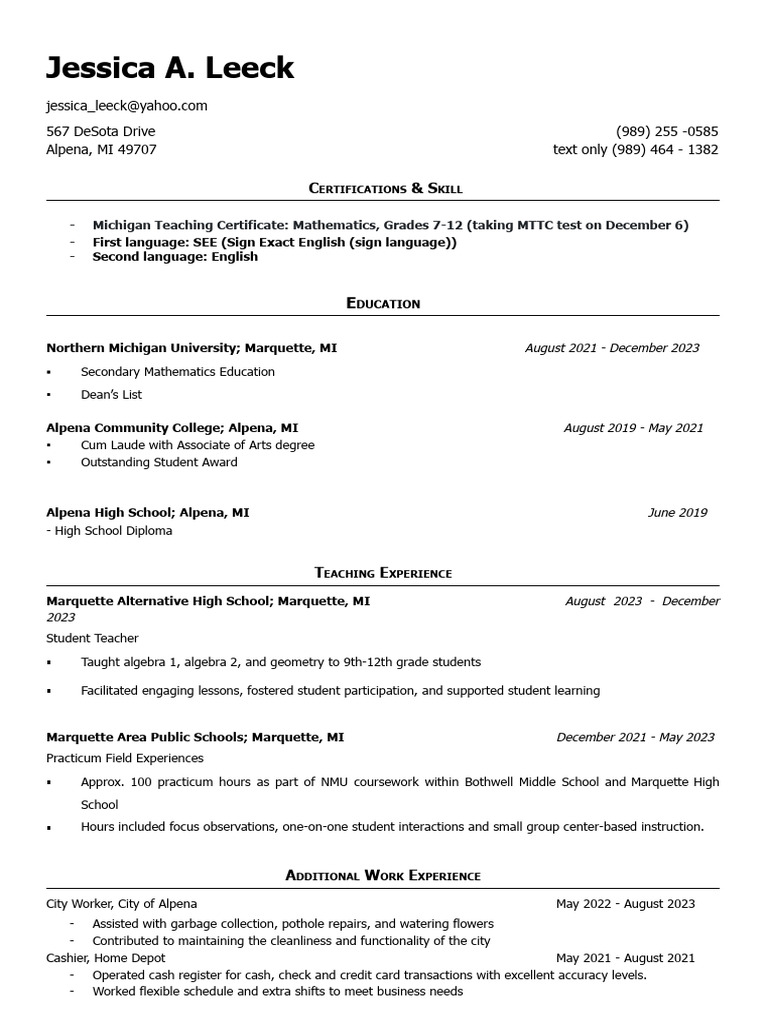 jessica leeck resume | PDF