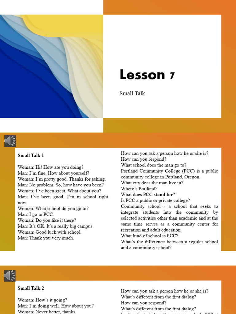 B1 Lesson 7 - Small Talk | PDF