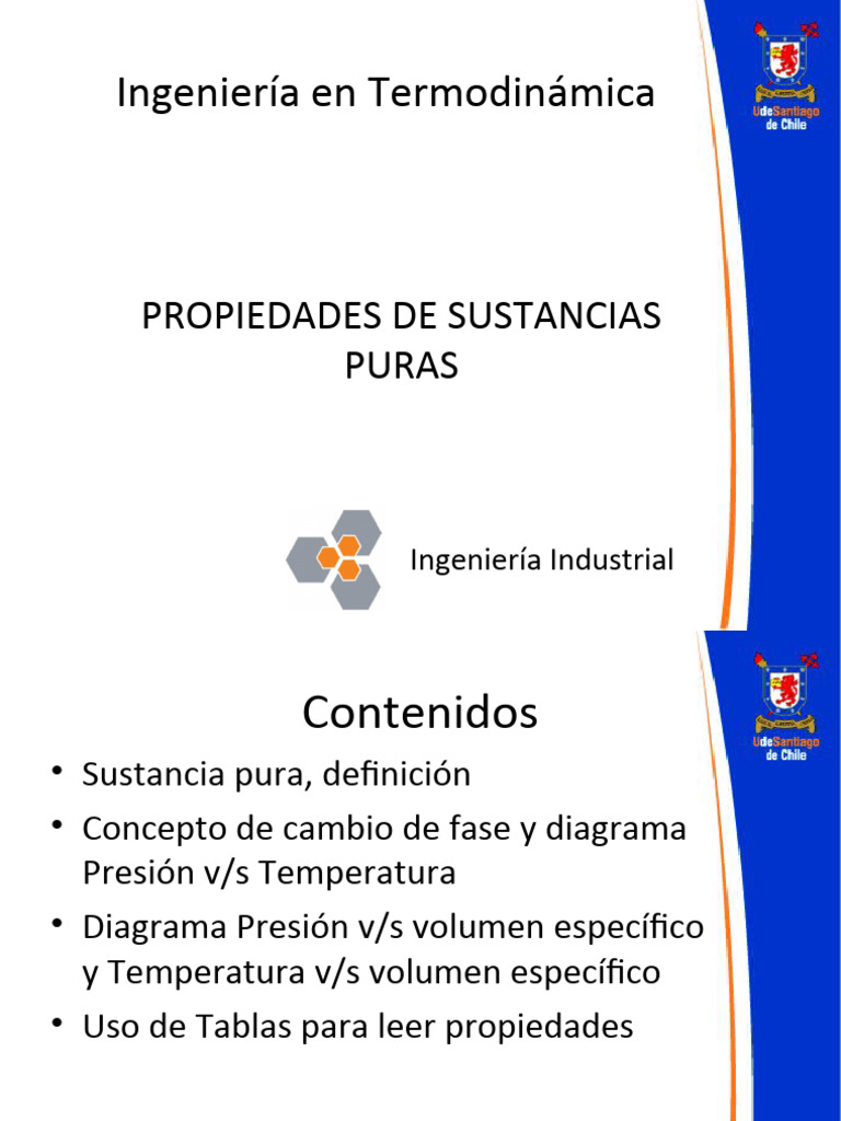Propiedades de Sustancias Puras Termodinamica Vespertino | PDF | Fase (materia) | Vapor