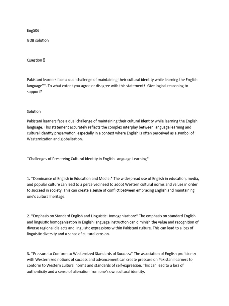Eng506 GDB Solution Fall 2023 New | PDF | English Language | Learning Eng506 GDB Solution Fall 2023 New | PDF | English Language | Learning