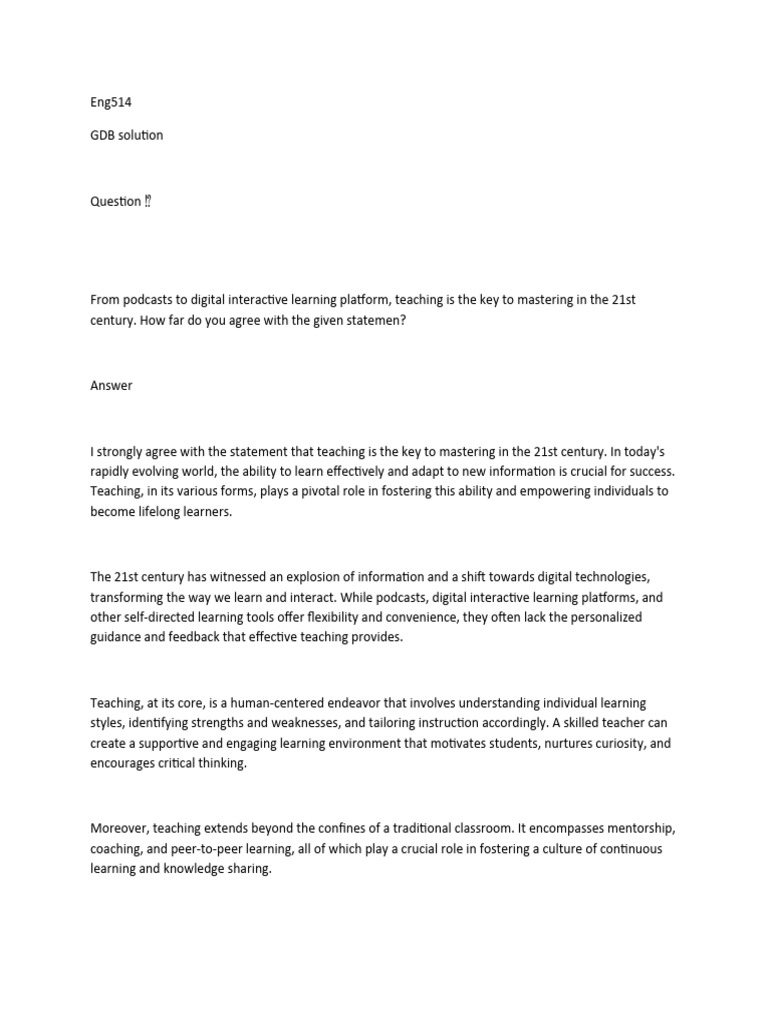 Eng514 GDB Solution Fall2023 New | PDF