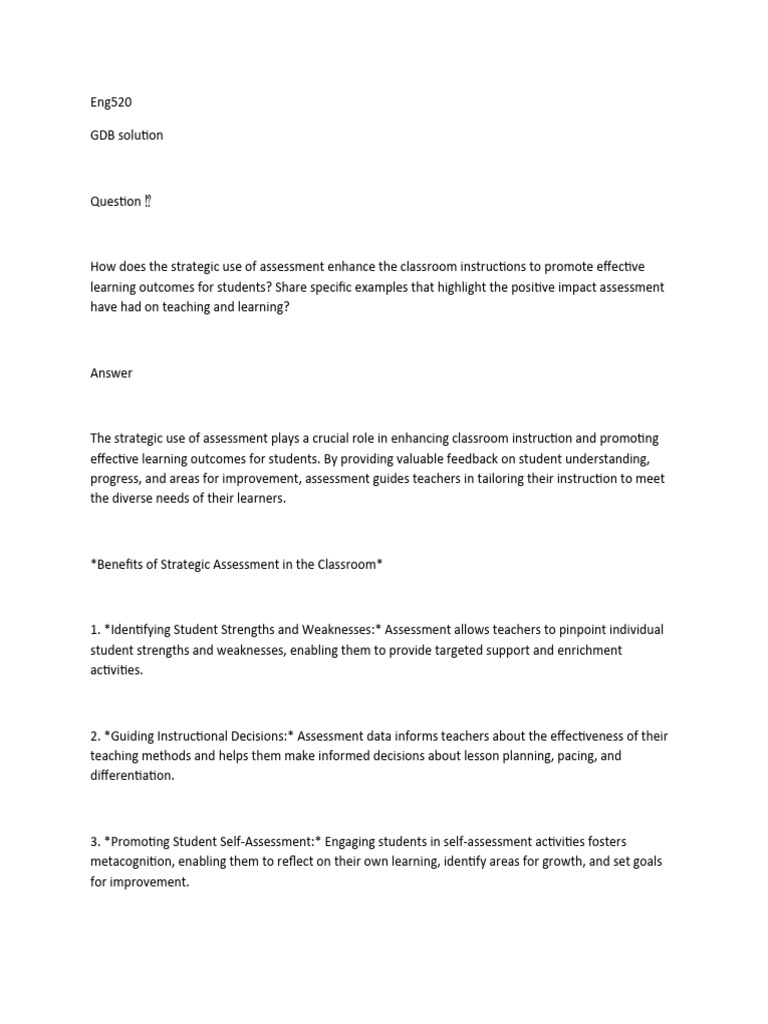 Eng520 Gdb Solution Fall2023 New Pdf Educational Assessment Learning