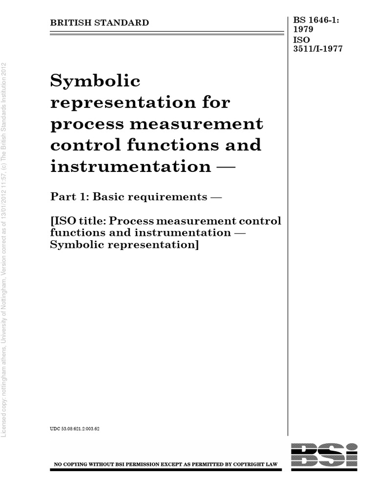 BS1646-1 (Process Control Symbol) | PDF | International Organization ...