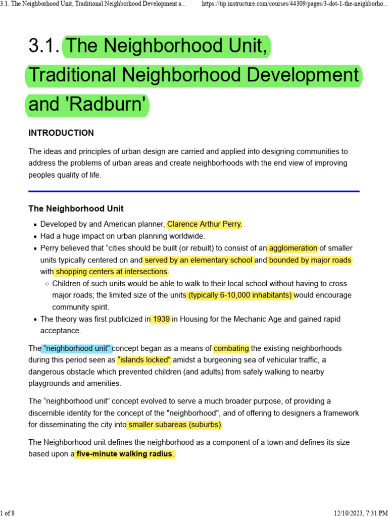 3.1. The Neighborhood Unit, Traditional Neighborhood Development and ...